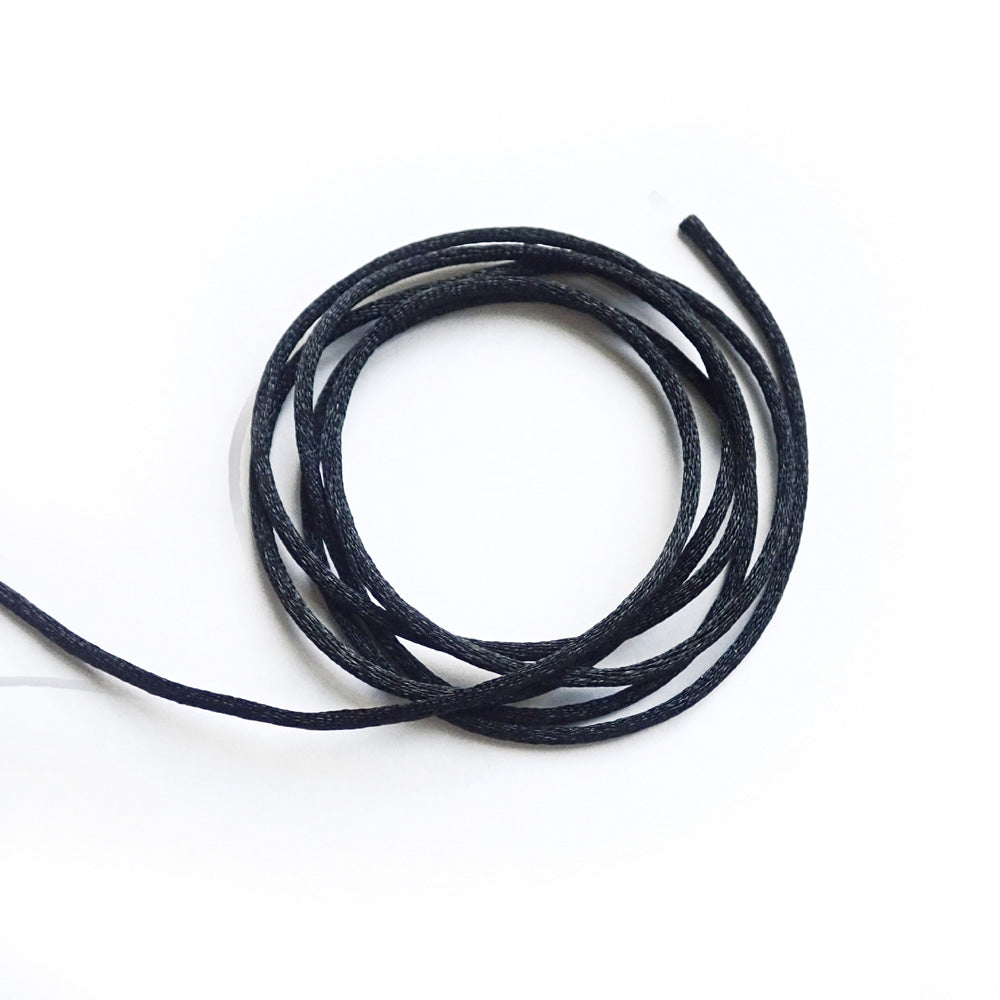 Black Satin Rattail Cord, 2mm, 10 yards - Pony Bead Store