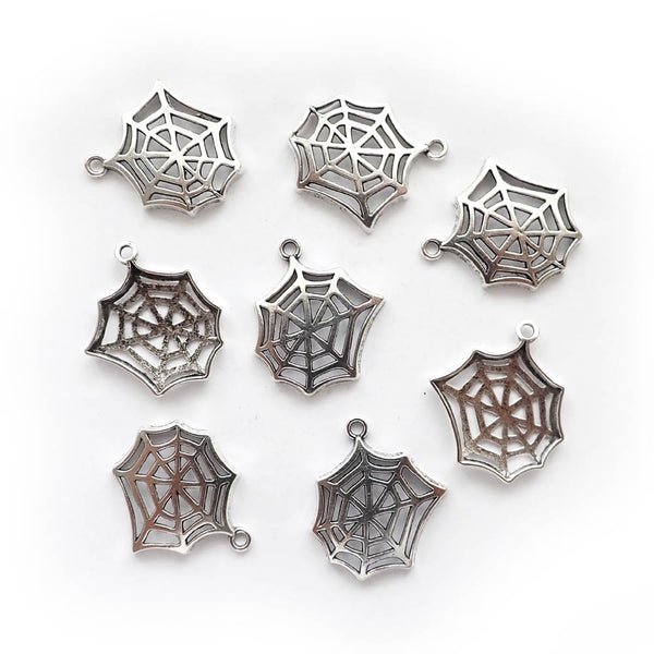 Halloween Spider Web Metal Charm, Silver Tone, about 8 charms - Pony ...