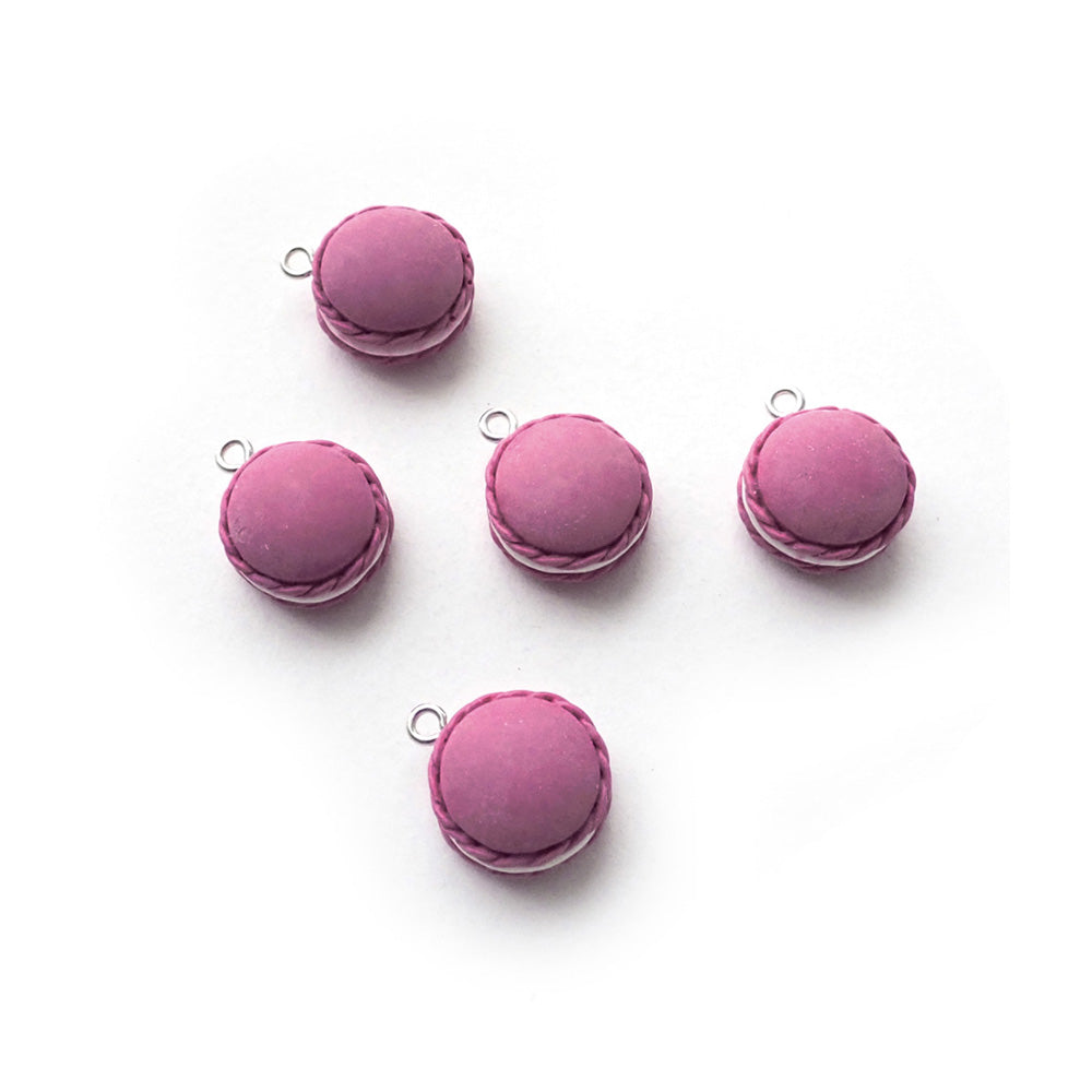 Dark Rose Plastic Macaron Charms, 5 Charms - Pony Bead Store