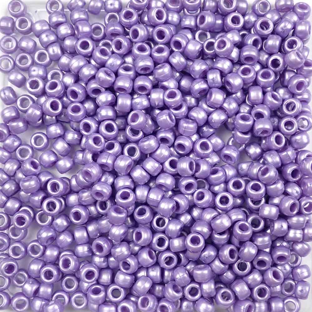 Light Purple Pearl Plastic Craft Pony Beads 6x9mm Bulk Pack - Pony Bead ...