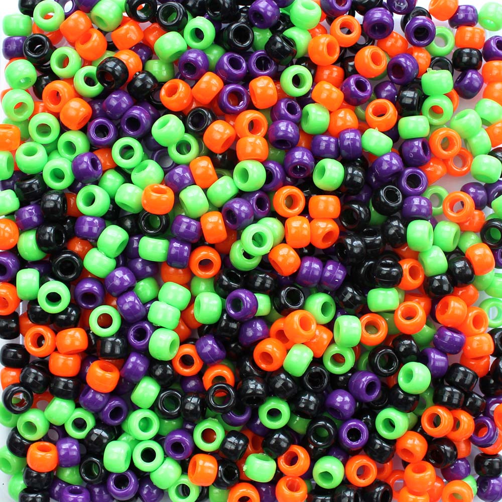 Halloween Mix Craft Pony Beads 6 x 9mm Assorted Colors Bulk, USA Made ...