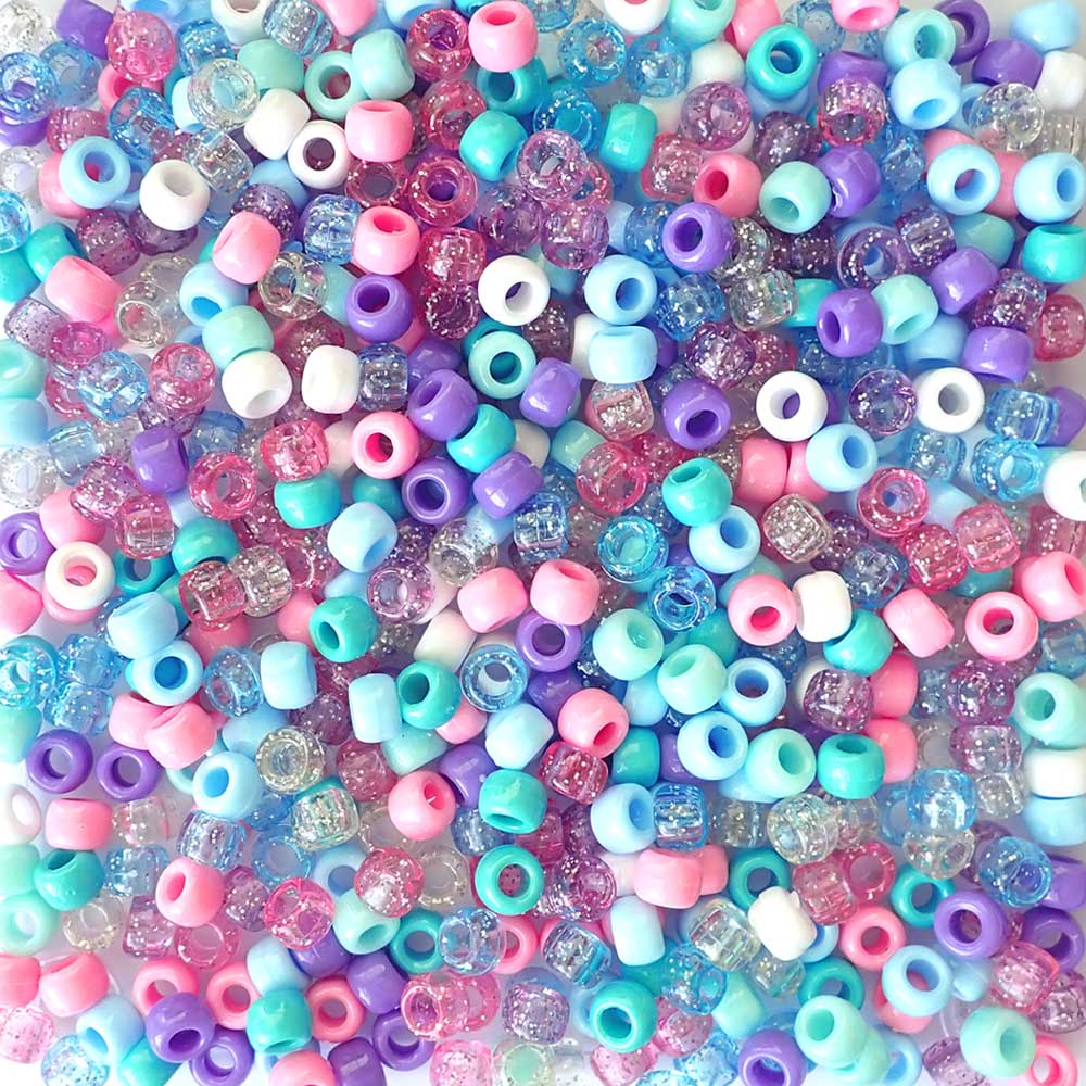 Mermaid Mix Plastic Craft Pony Beads 6 x 9mm Bulk Assortment, USA Made ...