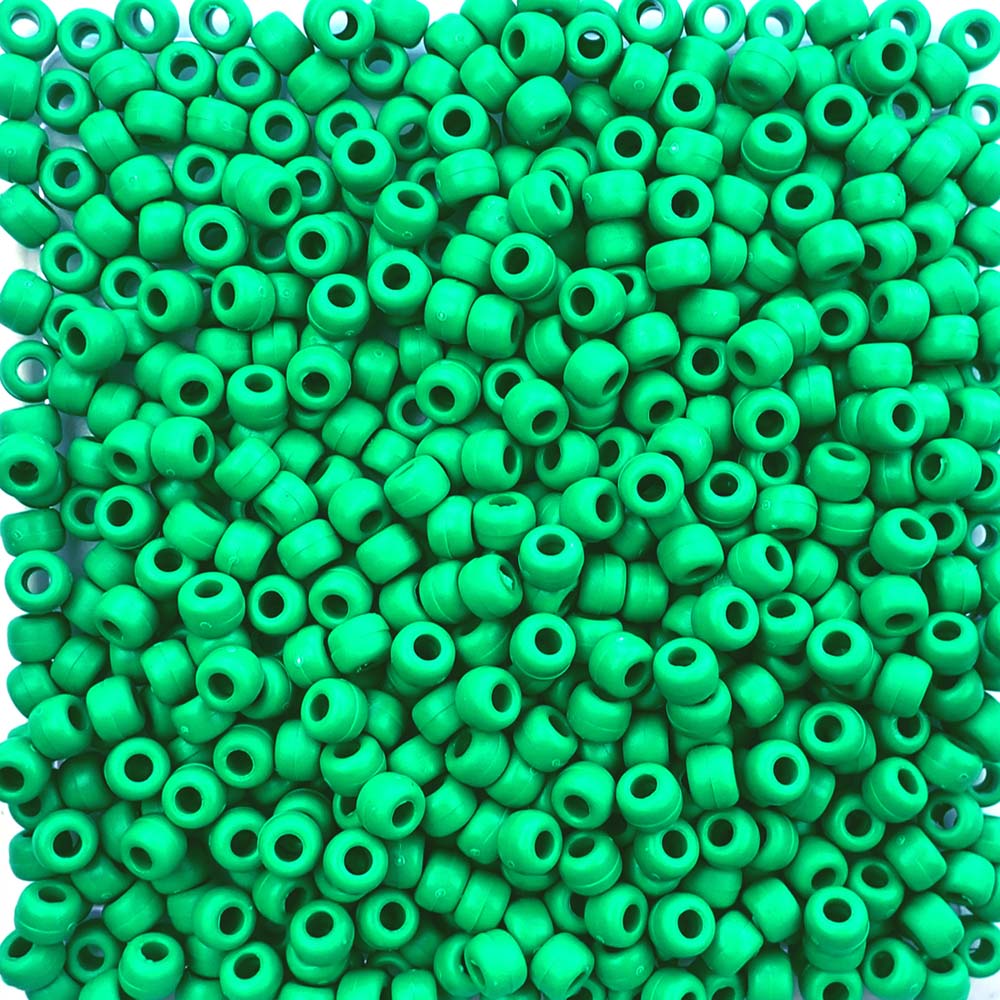 Matte Green Plastic Pony Beads - Jewelry & Crafts - Made in USA - Pony ...