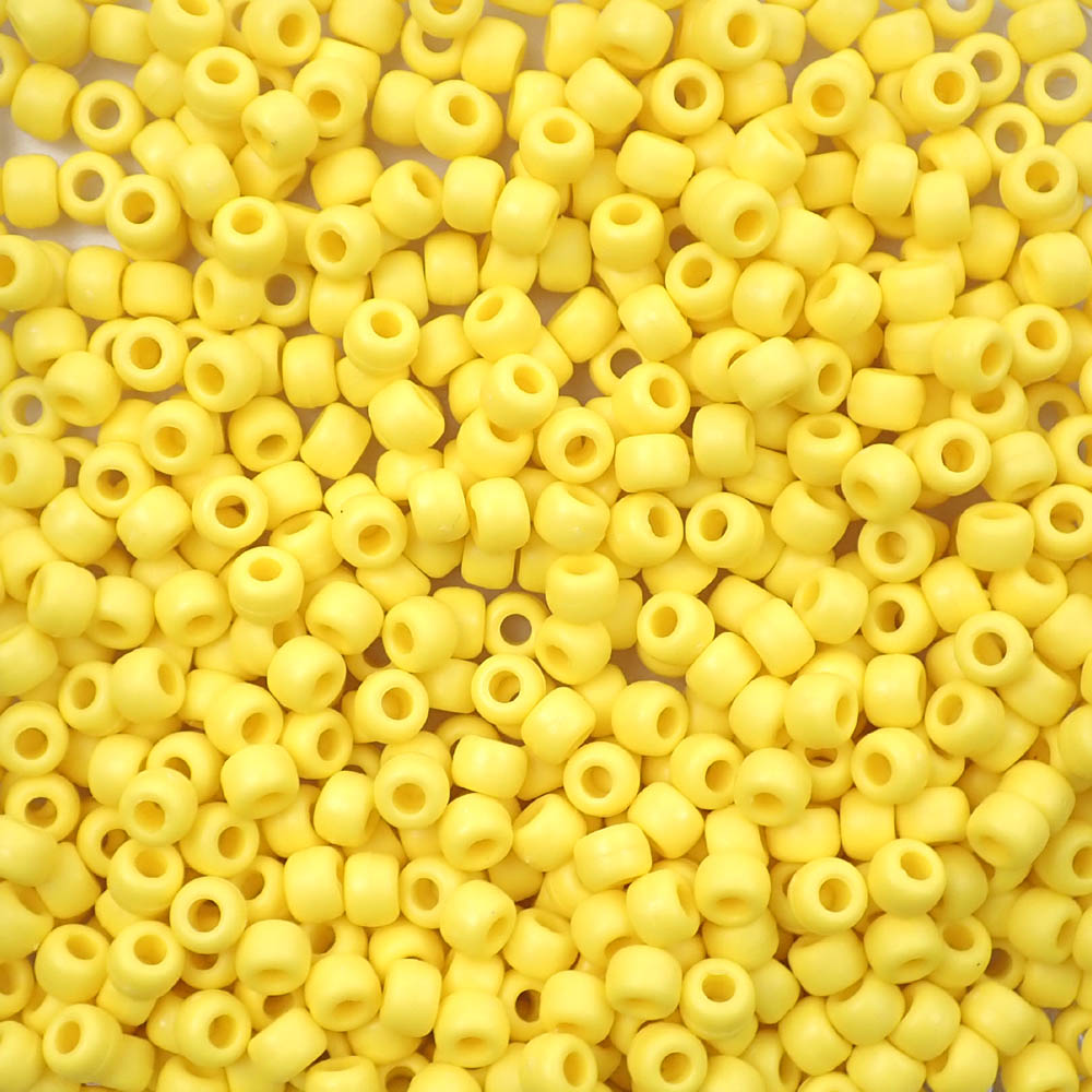 Matte Yellow Plastic Pony Beads - Jewelry & Crafts - Made in USA - Pony ...