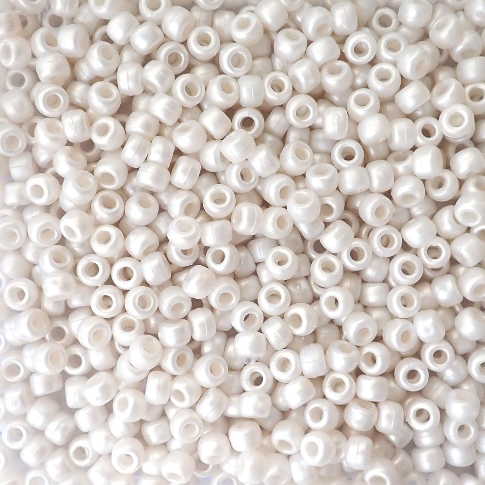 Satin Matte White Pearl Plastic Pony Beads, Arts & Crafts, Made in USA ...