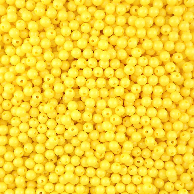 6mm Round Plastic Craft Beads, Yellow Opaque, 500 beads - Pony Bead Store